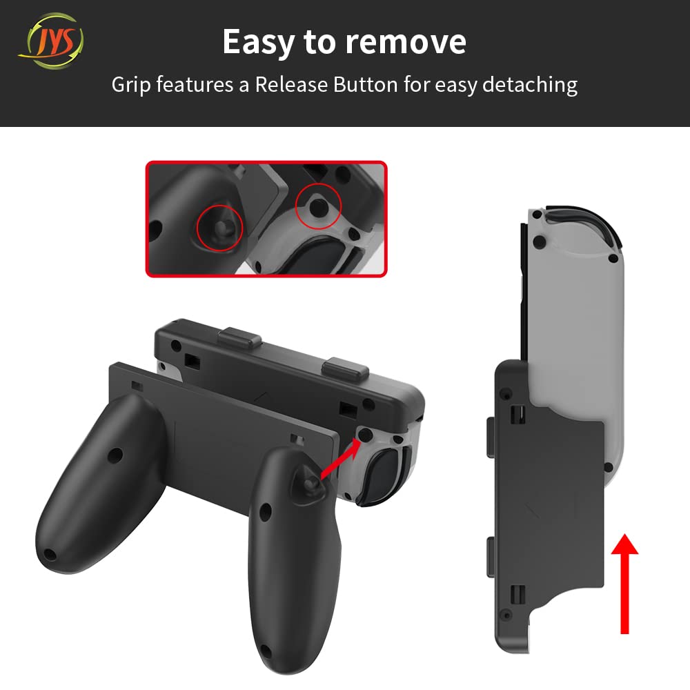 JDDWIN Joycon Grips Compatible with Switch & Switch OLED Controllers,Wear-Resistant Joy-con Handle for Switch/Switch OLED. (Black)