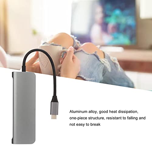 Dilwe 8 in 1 USB C 3.0 Hub, Portable USB C Docking Station, 3 USB 3.0 Ports, 4K HDMI Output, SD/Micro SD Card Reader, USB C 100W PD Fast Charge, 500MB/S USB Splitter