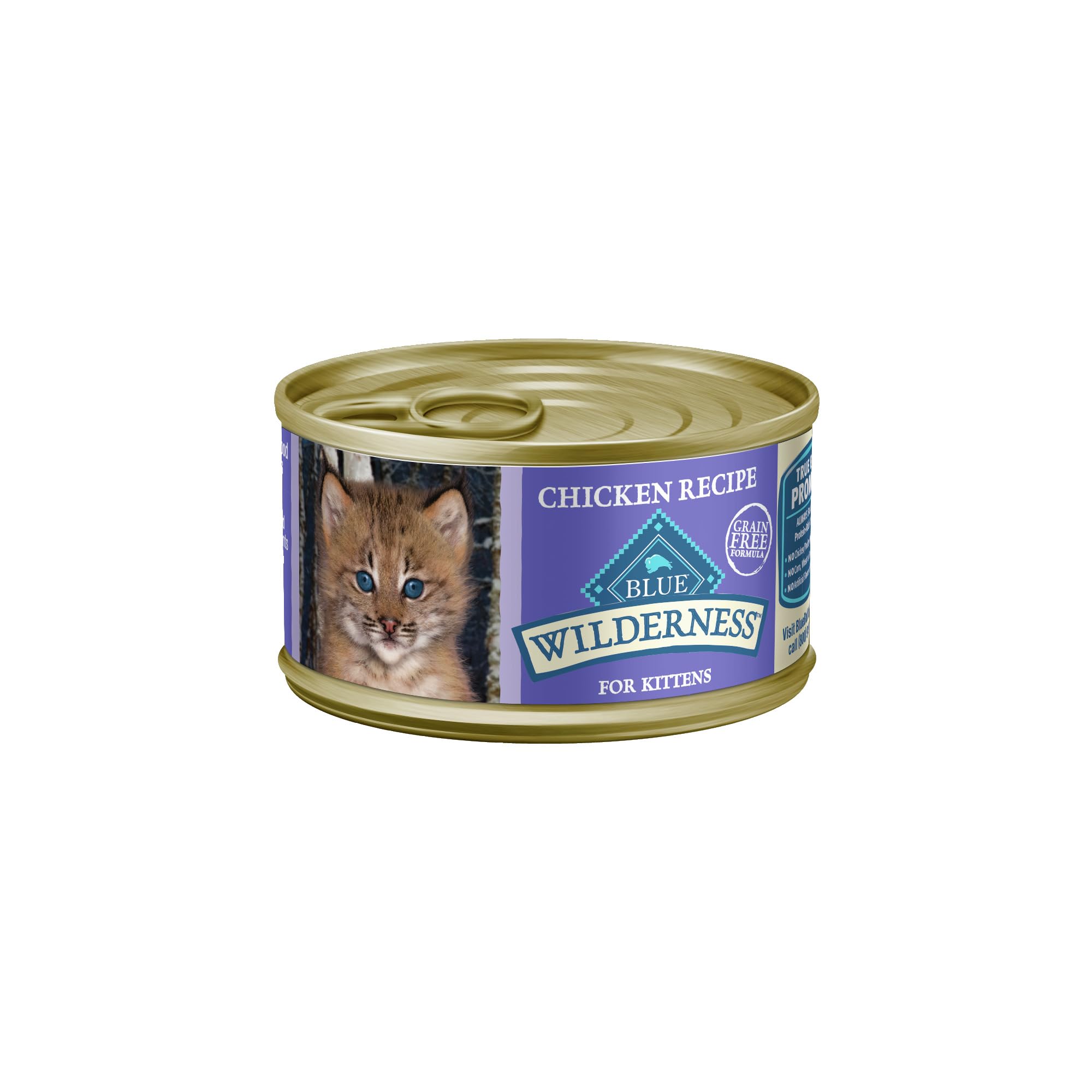 Blue Buffalo Wilderness High-Protein Grain-Free Wet Kitten Food, Chicken Paté Recipe, 3-oz. Cans, 6-Count