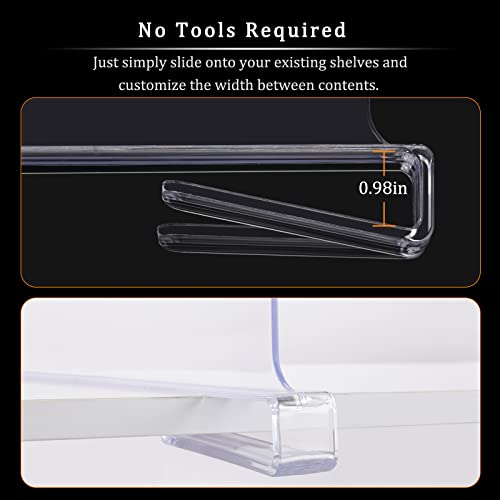 Kosiehouse Shelf Divider for Wood Closet, Sturdy Organizer Separator for Storage in Bedroom, Kitchen, Bathroom and Office Shelves, Easy Installation, Set of 8 (Acrylic)