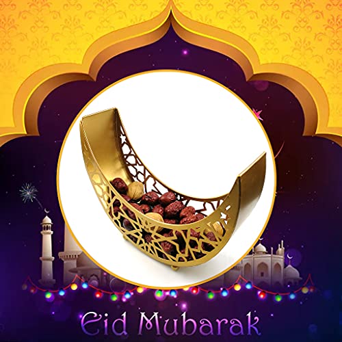 Crescent Moon Star Tray Ramadan Eid Mubarak Trays Platters,Pastry Tray Tableware Dessert Food Storage Container Display Holder for Party (A6)
