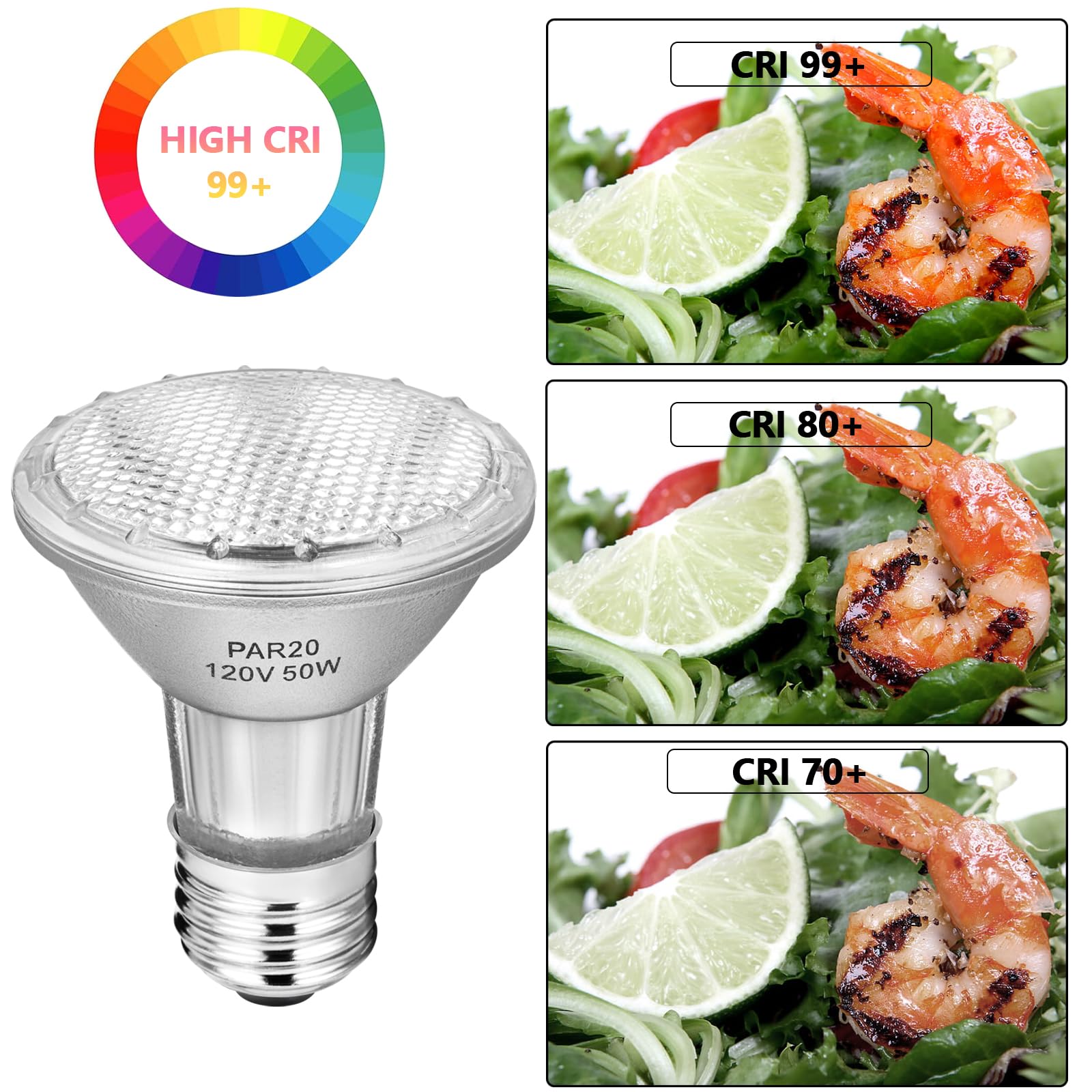 DIQMIAQ Par20 Bulbs Flood Light Bulbs E26 50W Reflector Flood Lights Warm White 2700K Range Hood Light Bulbs Dimmable Recessed Light Bulbs for Indoor Spotlight (4 Pack)