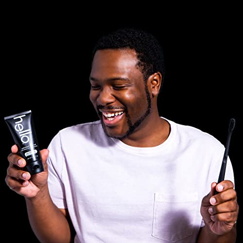 hello Charcoal Soft Toothbrush with Activated Charcoal from Sustainable Bamboo, BPA- Free, Made from Plant-Based Materials, 4 Pack