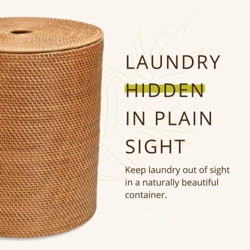 KOUBOO 1030001 Rattan Hamper with Cotton Liner, 18" x 18" x 22", Honey Brown