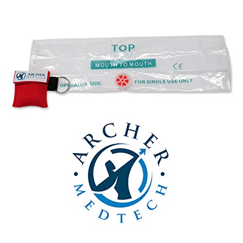 CPR Mask for Pocket or Key Chain, CPR Emergency Face Shield with One-Way Valve Breathing Barrier for First Aid or AED Training, Archer MedTech (25)