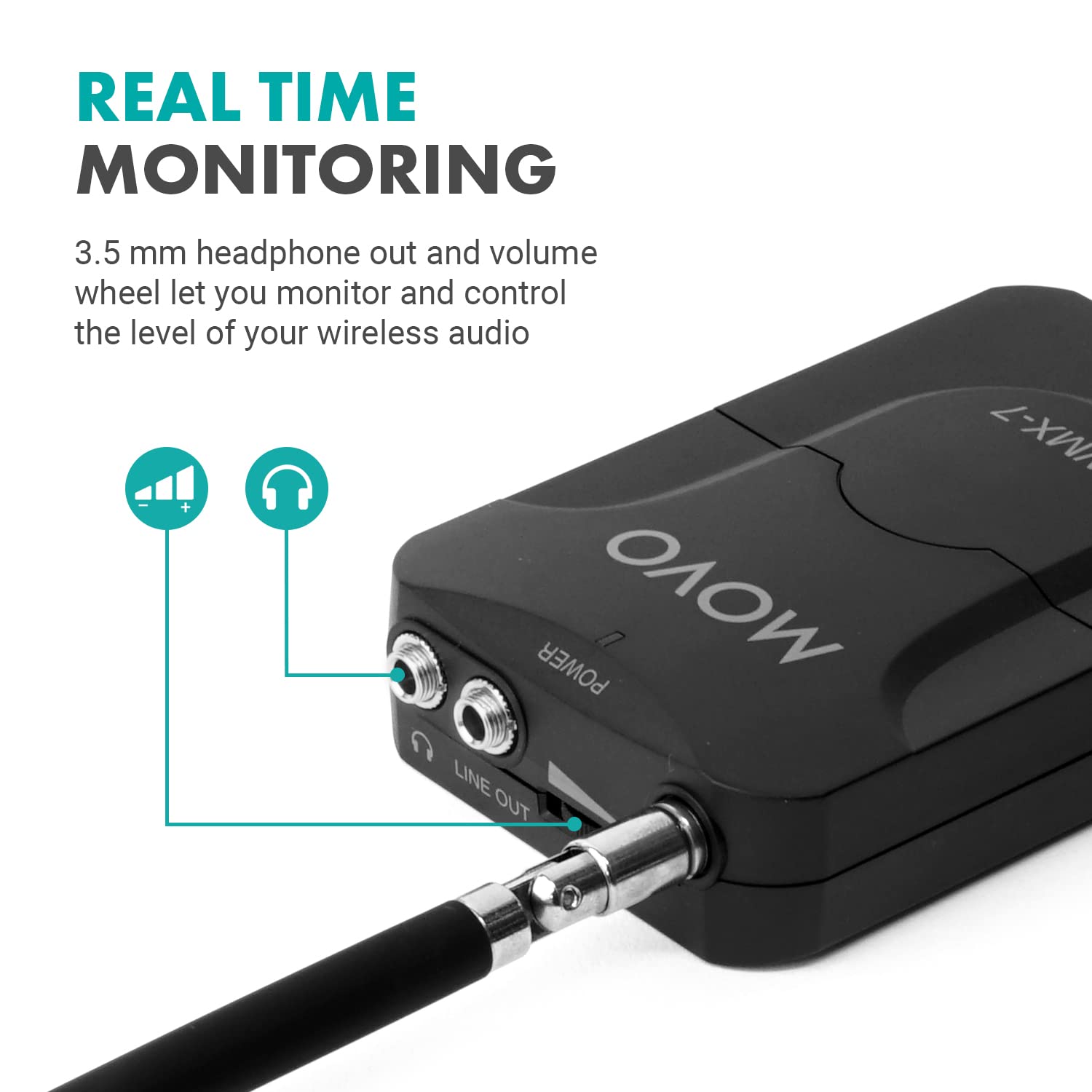 Movo WMX-7 RX Wireless Receiver for WMX-7 VHF Wireless Microphone System (Receiver Only)- Wireless Receiver for Handheld Microphones, Lavalier Mic Transmitters- Bodypack Receiver for Events, Recording