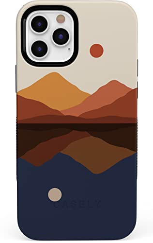 Casely iPhone 12/12 Pro Case | Compatible with MagSafe | Opposites Attract | Day & Night Colorblock Mountain Case