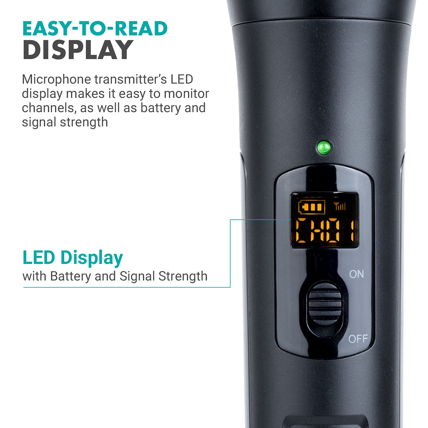 Movo WMX-7-TH VHF Portable Handheld Microphone Transmitter for The WMX-7 Wireless Microphone System - 12-Channel Wireless Mic Best Wireless Microphones for Weddings, Interviews, Presentations