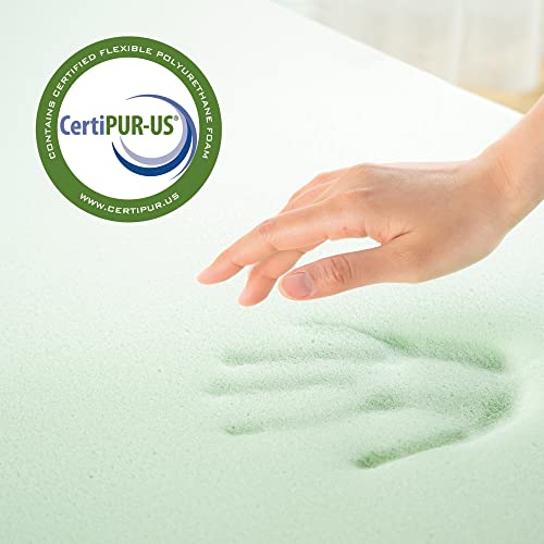 ZINUS 1.5/3/4-inch Green Tea Memory Foam Mattress Topper, Pressure-Relieving Layers, CertiPUR-US Certified, (3 in, King)