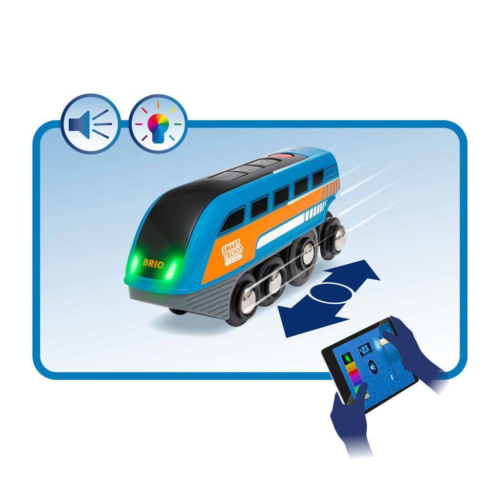 BRIO 33972 Smart Tech Sound Action Tunnel Travel Set | Wooden Toy Train Set for Kids Age 3 and Up