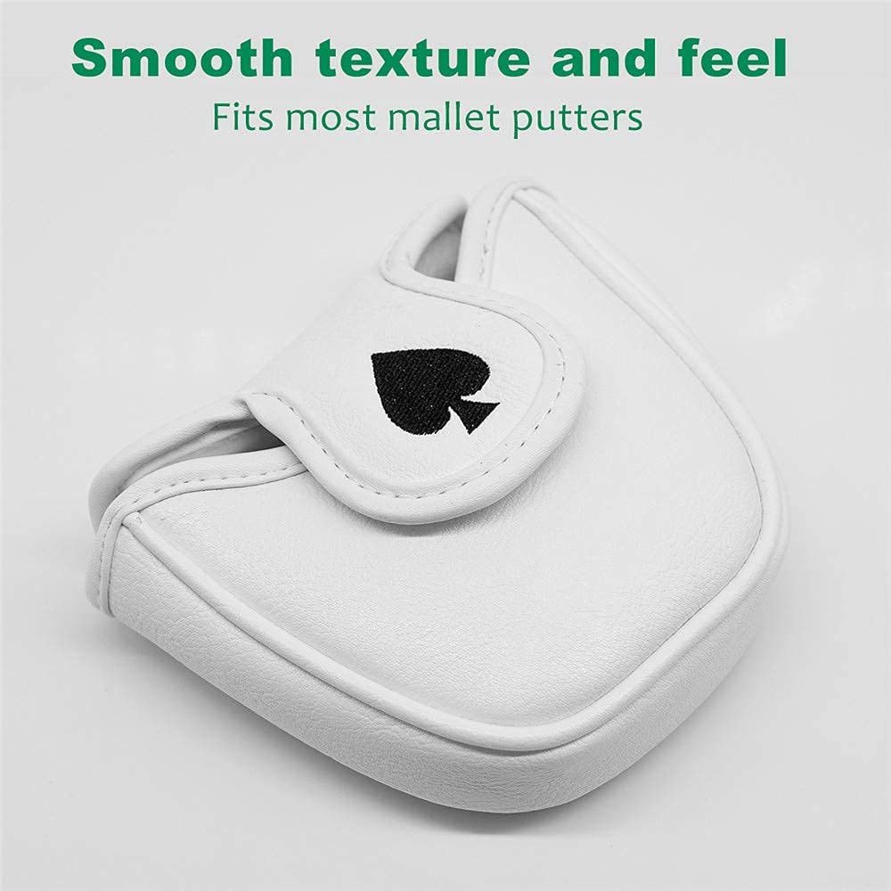 Barudan Golf Poker Ace White Mallet Putter Cover Headcover Magnetic Club Protector fits for Odyssey 2ball Style Putters,Synthetic Leather Putter Headcover for Mallet, RH LH