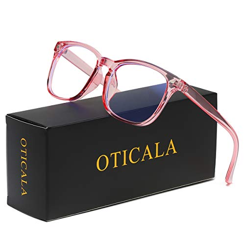 Blue Light Blocking Glasses, OTICALA Computer Screens/Gaming/TV/Smart Phones Anti Eyestrain Glasses for Women Men 2 Pack(Black+Pink)