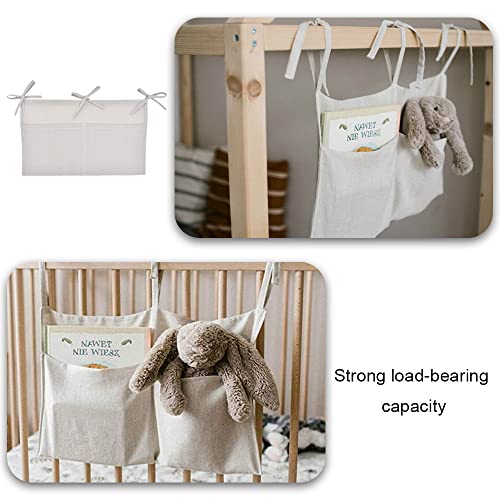 SuXHyez Bedside Caddy Hanging Storage Pocket Baby Cot Pocket Organiser for Holding Bottle Toy Diaper Nursery Dorm Rooms Baby Bed Rails Hanging Storage Bag(Grey