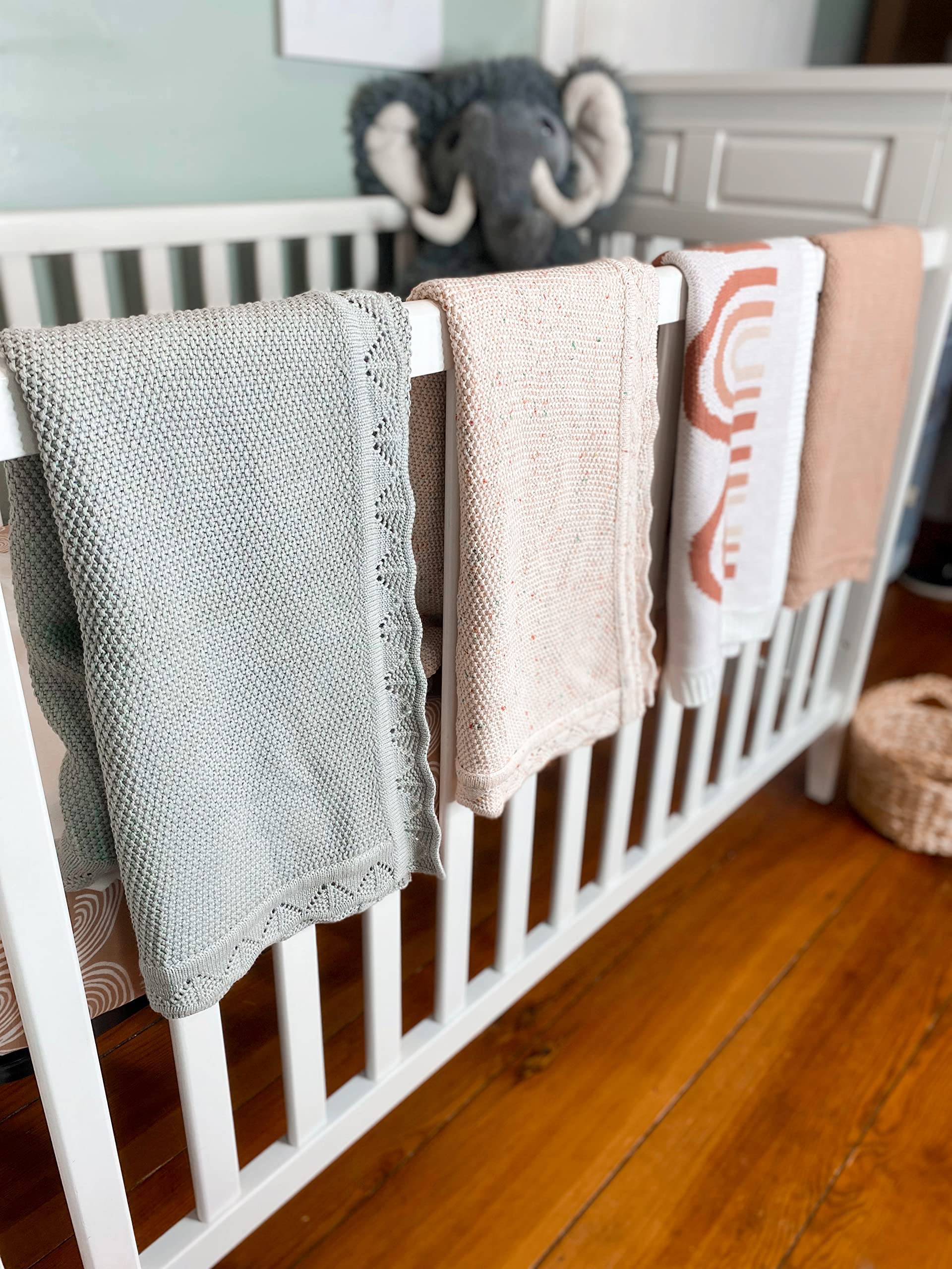 COCOAbi Baby Blanket in Retro Rainbow | 100% Cotton Knit | Naturally Soft for Babies | Boho Colors & Pattern | Gentle Cotton Blanket | Eco-Friendly Material | Beautiful Baby Gift | 32” x 38”