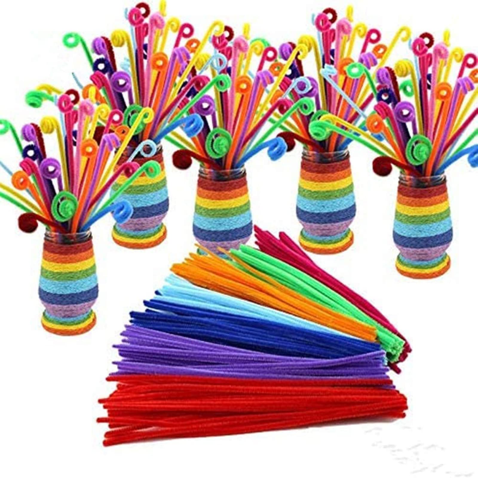 KAZETEC 100 PCS Pipe Cleaners, Chenille Stems, Pipe Cleaners Craft Supplies, 10 Colors Chenille Stems for DIY Arts Crafts Project(Multi Color)