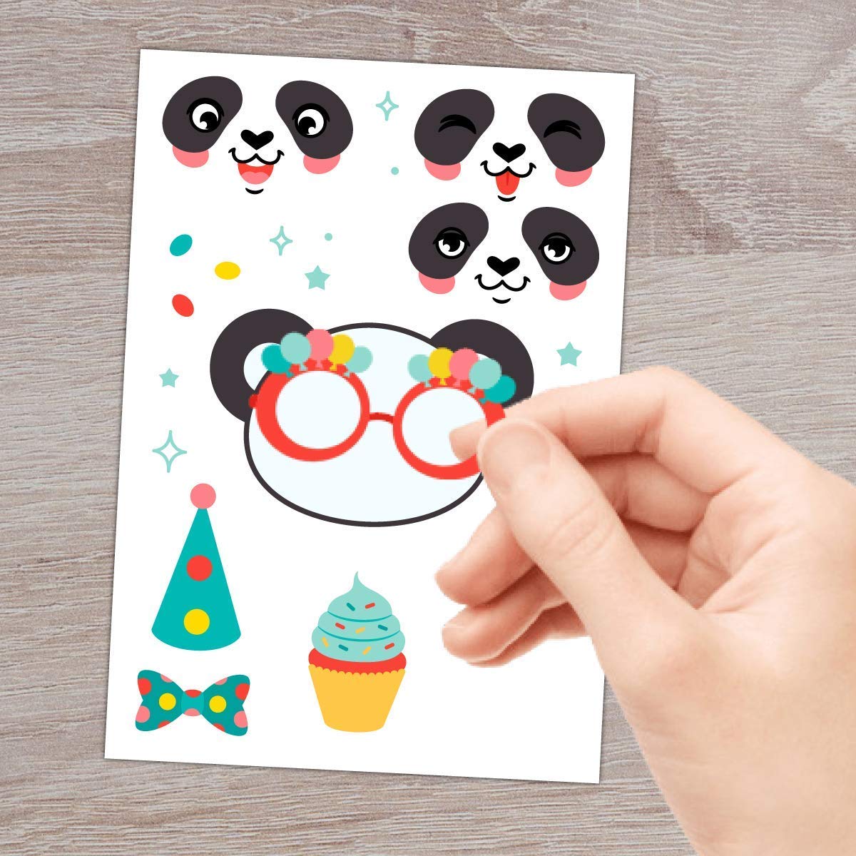 Gooji DIY Make Your Own Stickers for Kids, 60 Sheets Over 1,200 Stickers, 20 Funny Characters and Animals, Customizable Faces with Accessories, Reusable for Party Favors or Arts and Crafts Projects