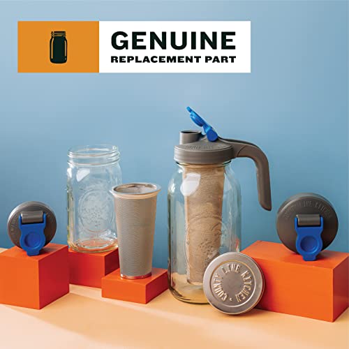 County Line Kitchen - Mason Jar Flip Cap Lid with Handle, Airtight and Leak-Proof Seal - Wide Mouth, Sky Blue