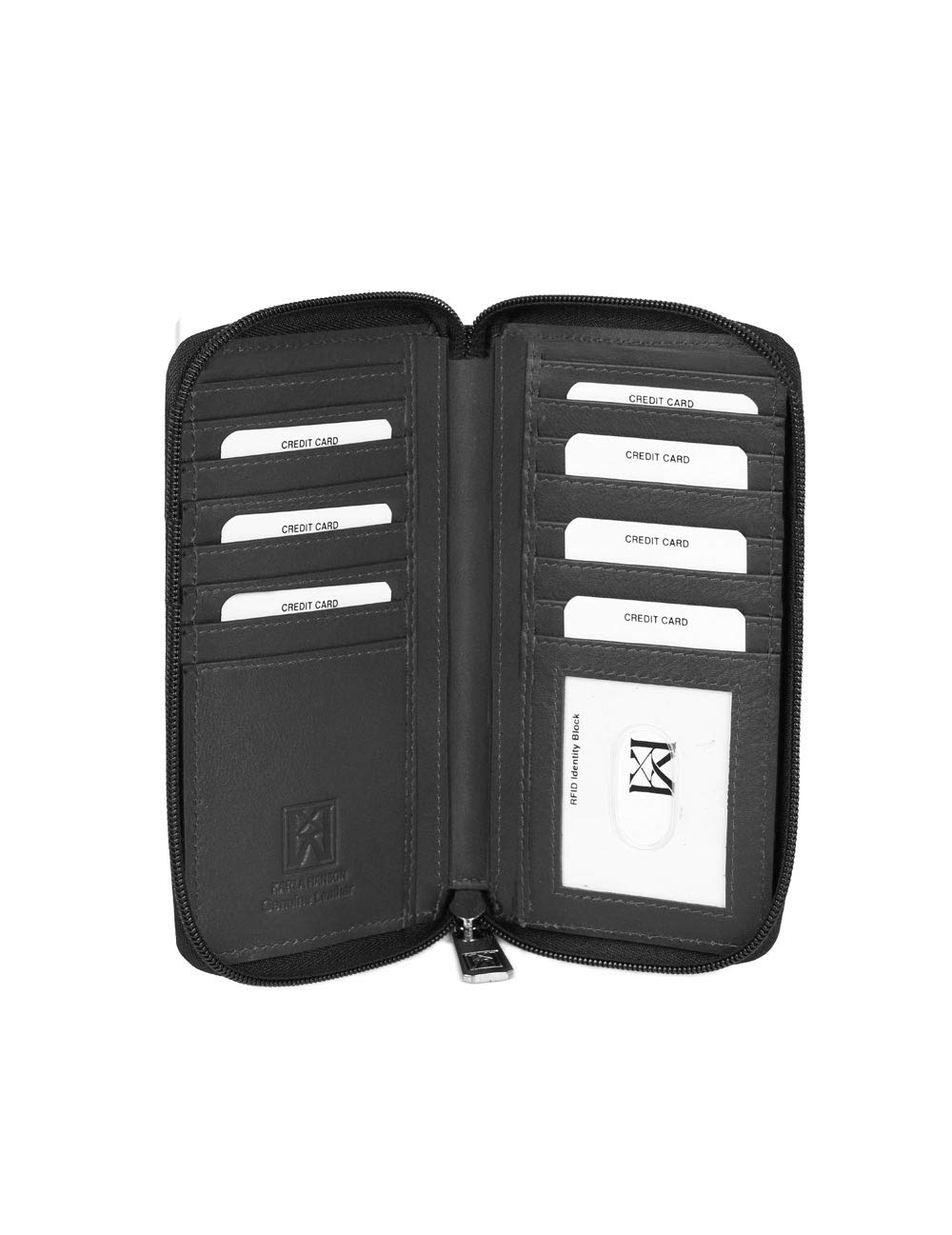 Karla Hanson Women's RFID Blocking Leather Continental Zip-around Wallet (Black)