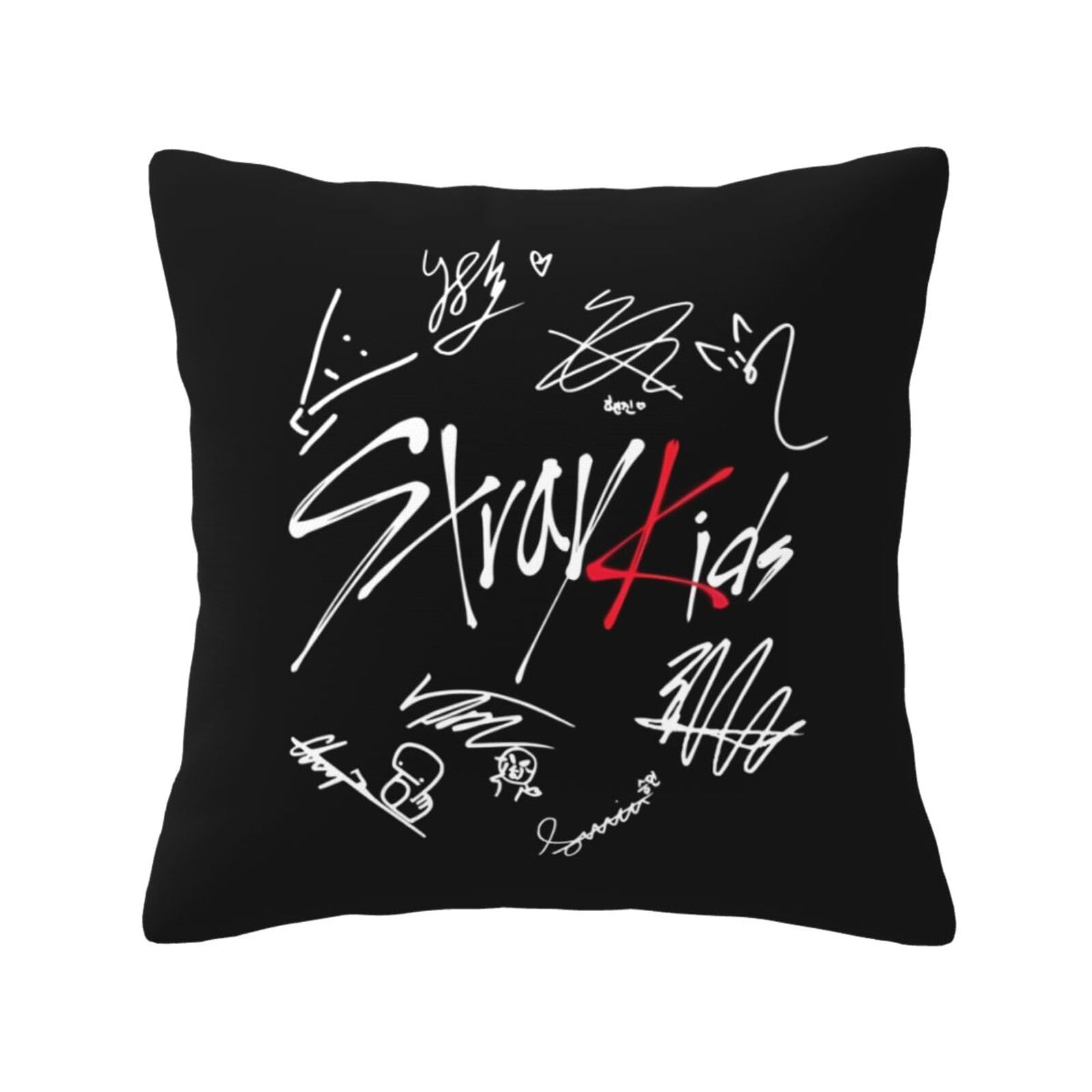 Kpop Stray Kids Throw Pillow Covers 18"X18" Decorative Soft Pillowcases Home Decor Living Room Cushion Cases for Bed Couch Car