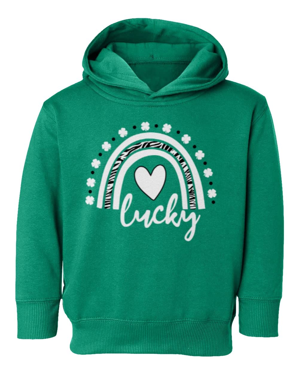 Irish Lucky Clover St. Patrick's Day Toddler Hoodie Sweatshirt (Green, 2T)