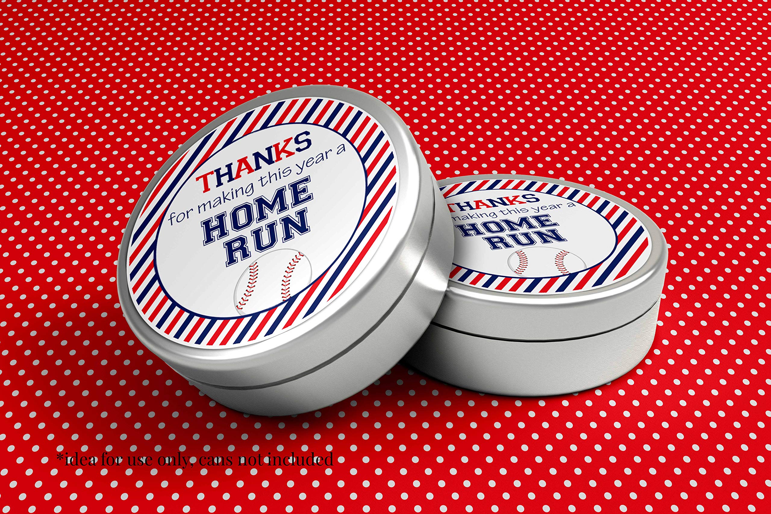 Baseball Home Run Sports Themed Teacher Appreciation Thank You Sticker Labels, 40 2" Party Circle Stickers by AmandaCreation, Great for Envelope Seals & Gift Bags
