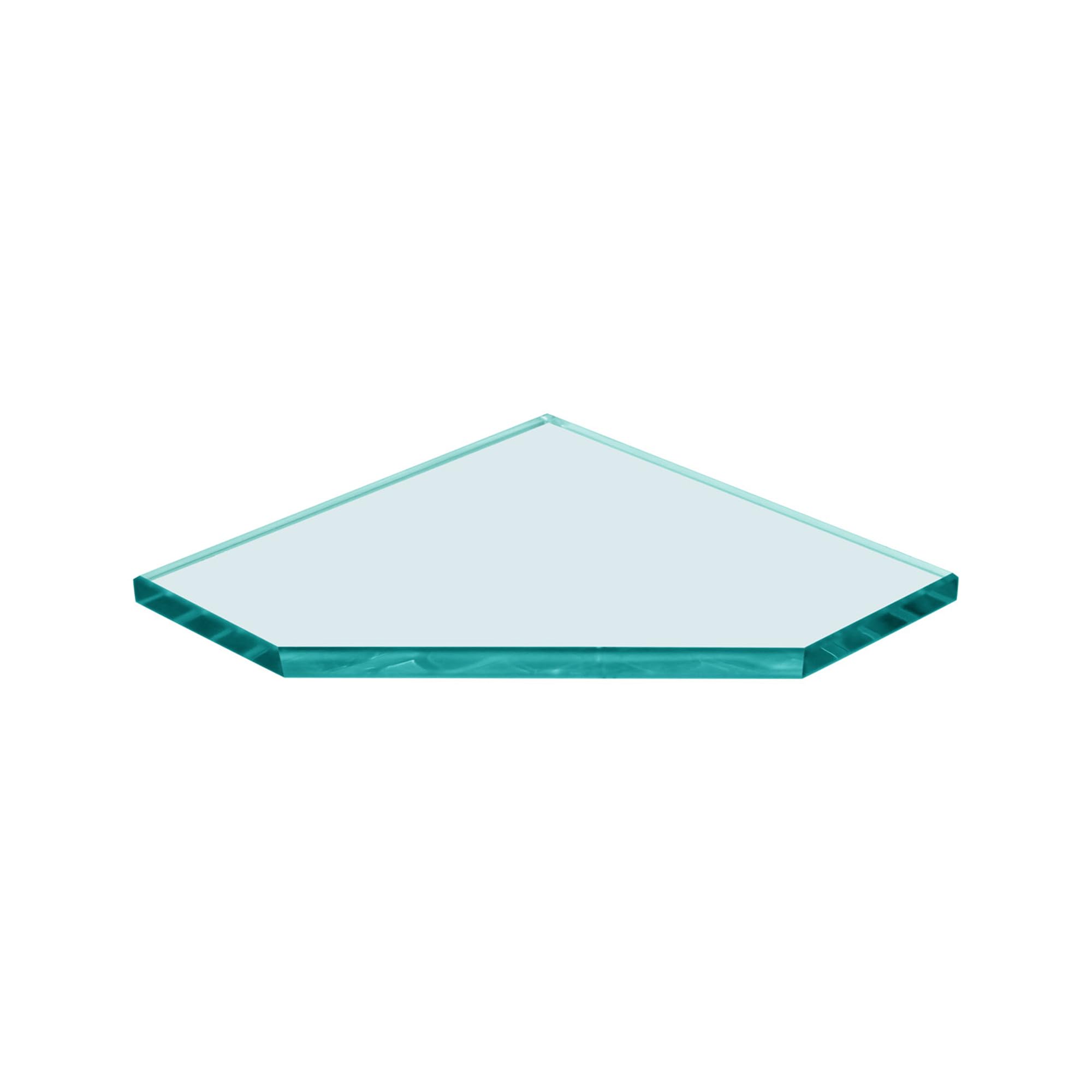 Dulles Glass 8" x 8" Pentagon Glass Corner Shelf - Shelf Only - Tempered - 3/8" Thick - Flat Polished Glass
