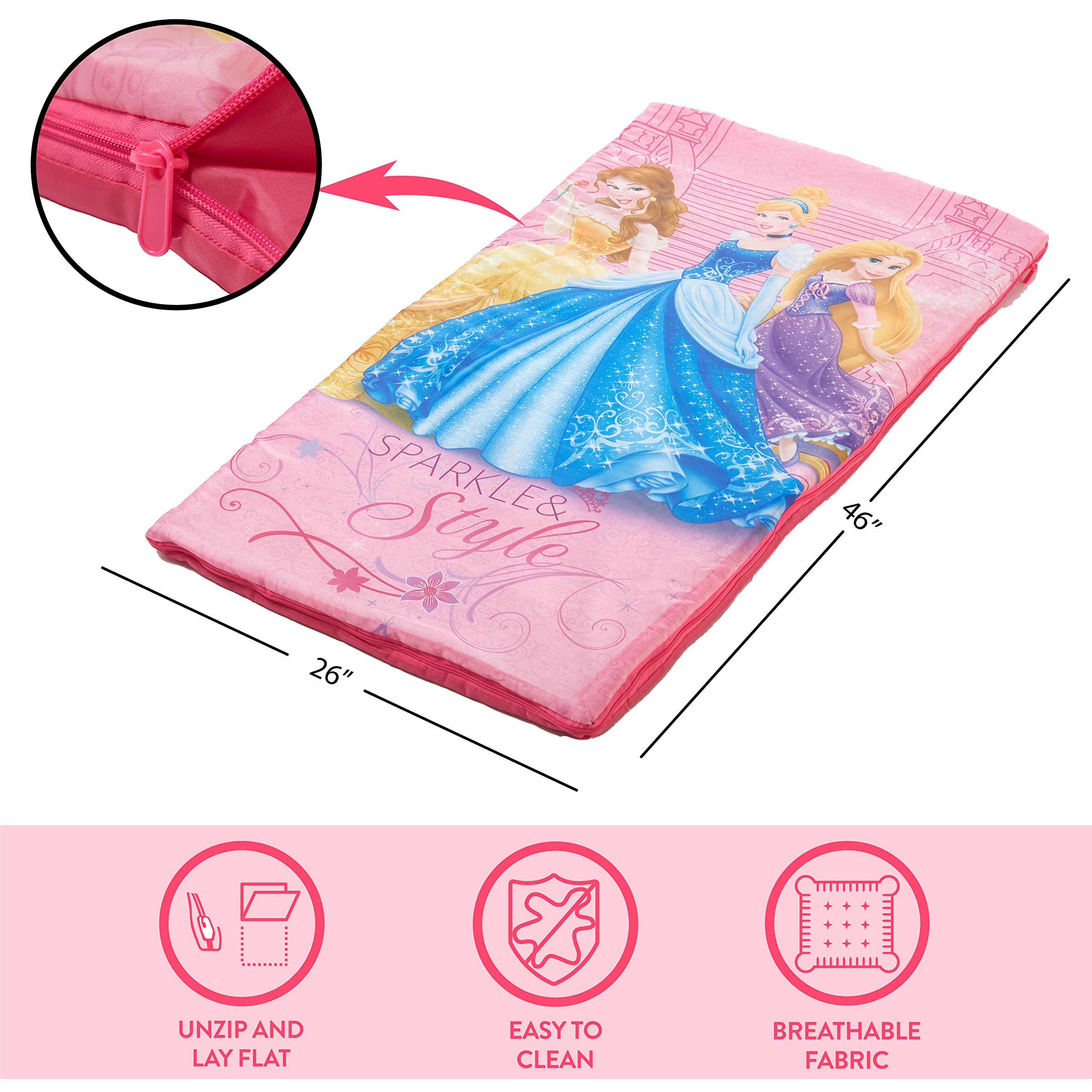 Disney Princess Slumber Bag Set Multicolor, 26x46
