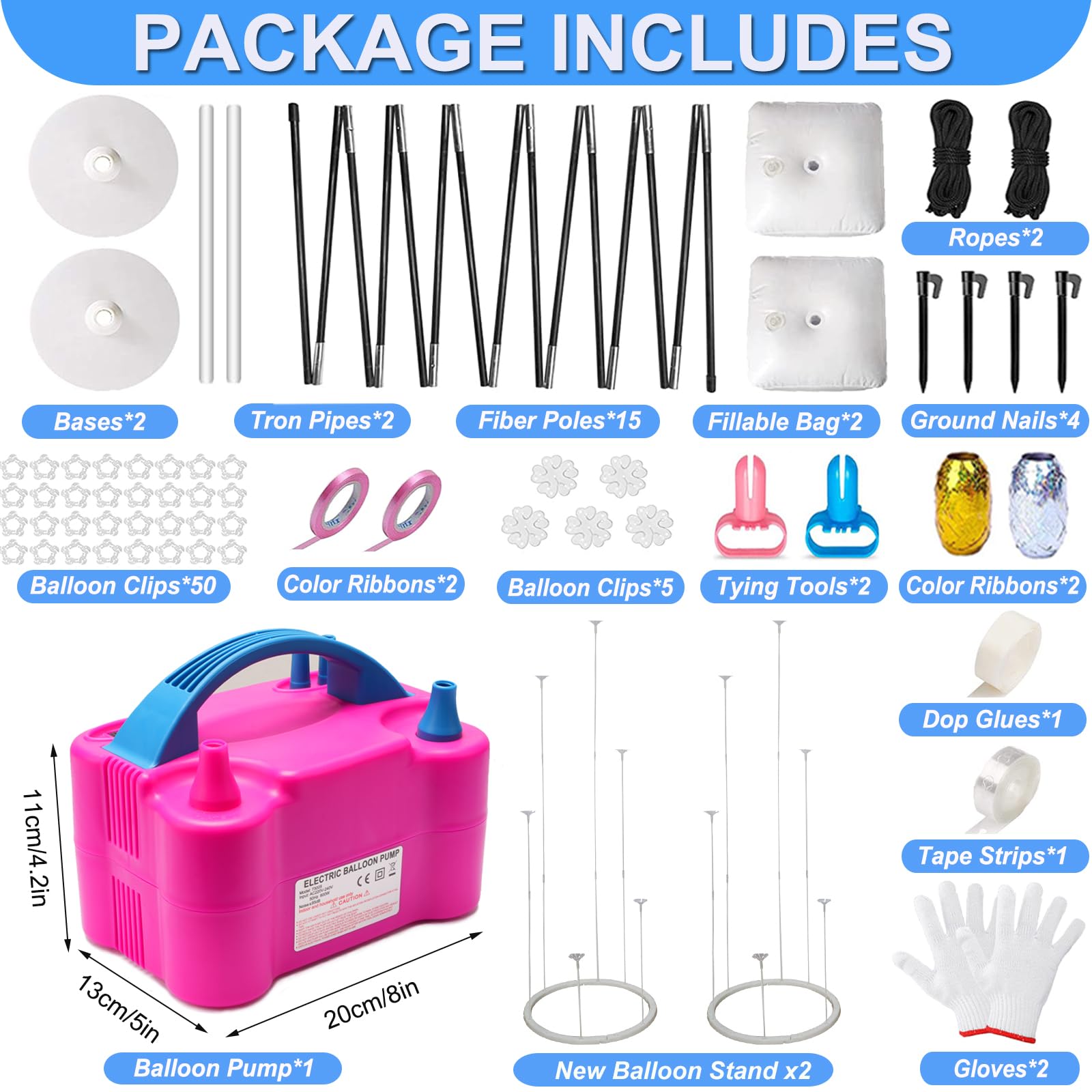 Balloon Arch Kit,10FT Width & 9FT Height Adjustable Balloon Arch Stand with 100 Balloons, With thickened Water Fillable Bases Balloon Arch Brackets for Wedding Graduation Birthday Baby Shower Party