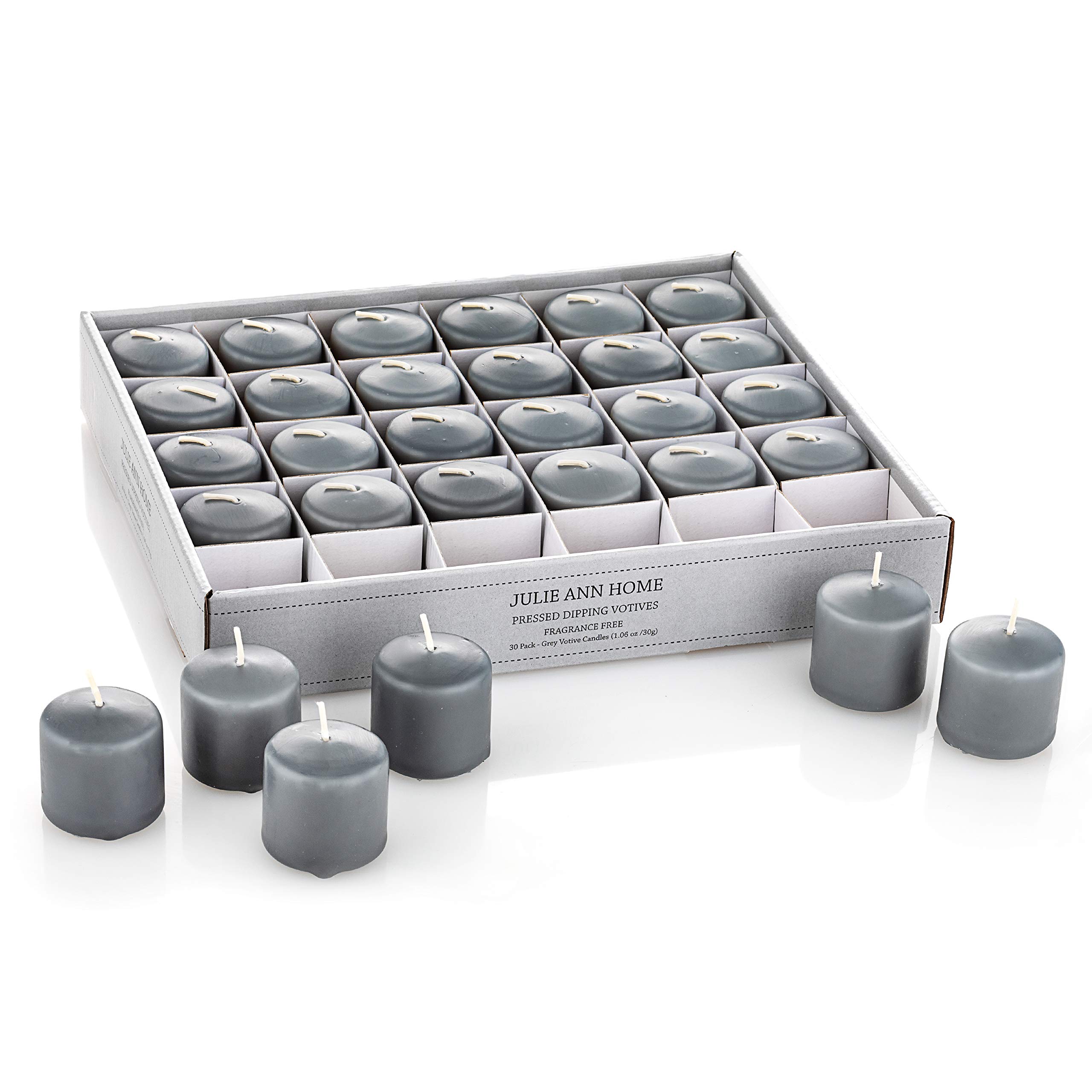 Grey Unscented Votive Candle - Set of 30 | Bulk Pack for Weddings, Bridal Showers or Home Parties and Centerpieces