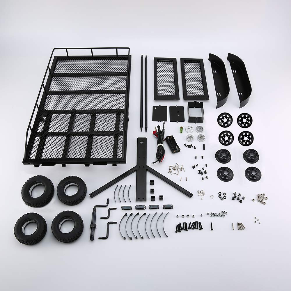 Goolsky Heavy-Duty Trailer Cargo Carrier Metal Kit for 1/10 Traxxas HSP Redcat RC4WD Tamiya Axial SCX10 D90 HPI RC Crawler Car DIY