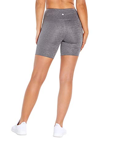 Bally Total Fitness High Rise 7" Bike Short - 2 Pack, Black/Heather Charcoal, Medium