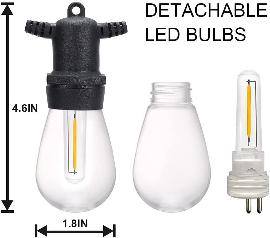 DGE S14 Replacement LED Bulb 6 Pack Replacement String Light Bulbs 1.5 Watt LED Replacement Light Bulb, Shatter-Proof and Waterproof IP65