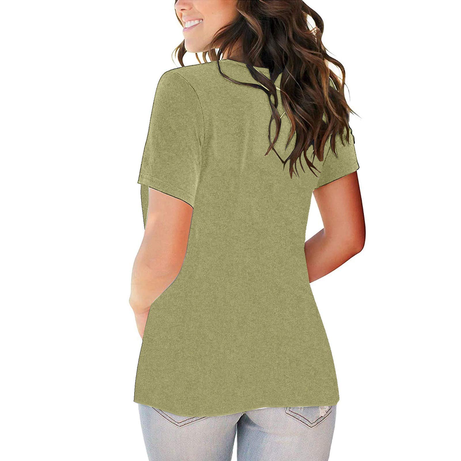 Padaleks Women's Casual V Neck Crisscross Short Sleeve Tops Loose Fit T Shirt Summer Tunic Shirts Blouses