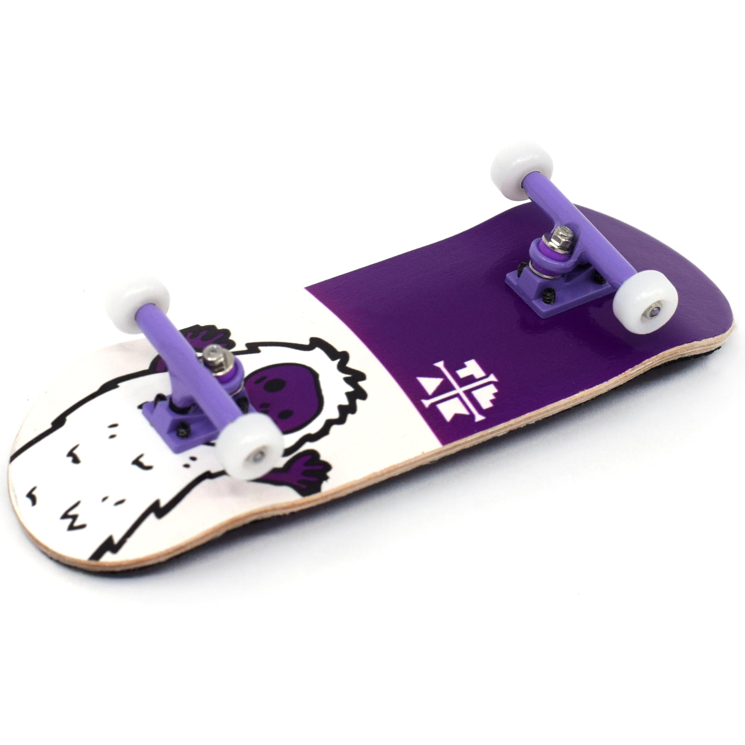 Teak Tuning 32mm Pro Fingerboard Heat Transfer Graphic Complete - Fully Assembled with Pro Level Parts - Pro Shaped Wood Deck (34x97mm), UltraSpin Wheels, Prodigy Trucks - Purple Yeti