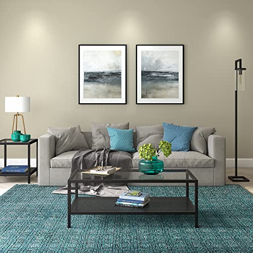 Henn&Hart 45" Wide Rectangular Coffee Table in Blackened Bronze, Modern coffee tables for living room, studio apartment essentials