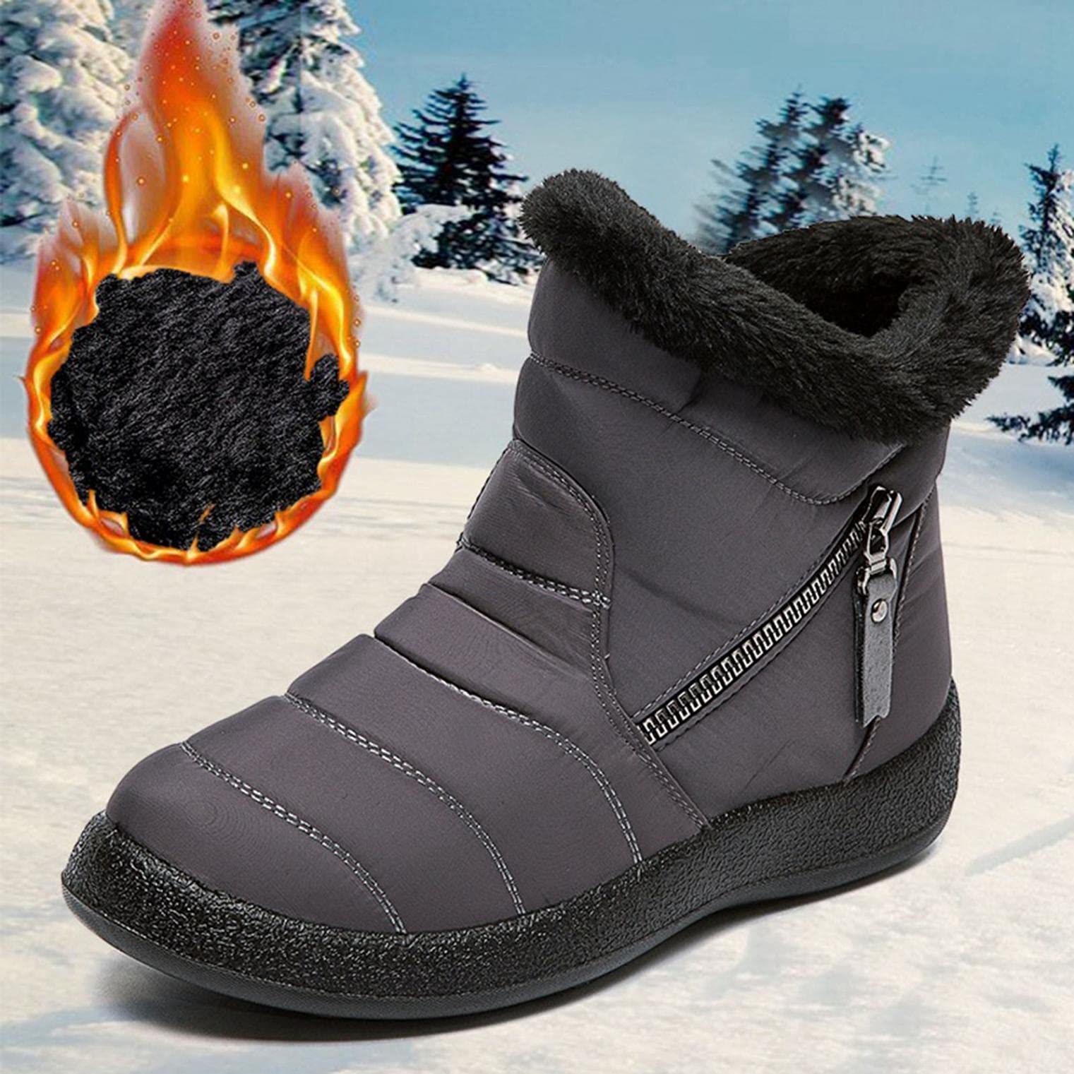 Padaleks Womens Snow Boots Warm Ankle Booties Waterproof Comfort Slip On Outdoor Fur Lined Winter Shoes for Women
