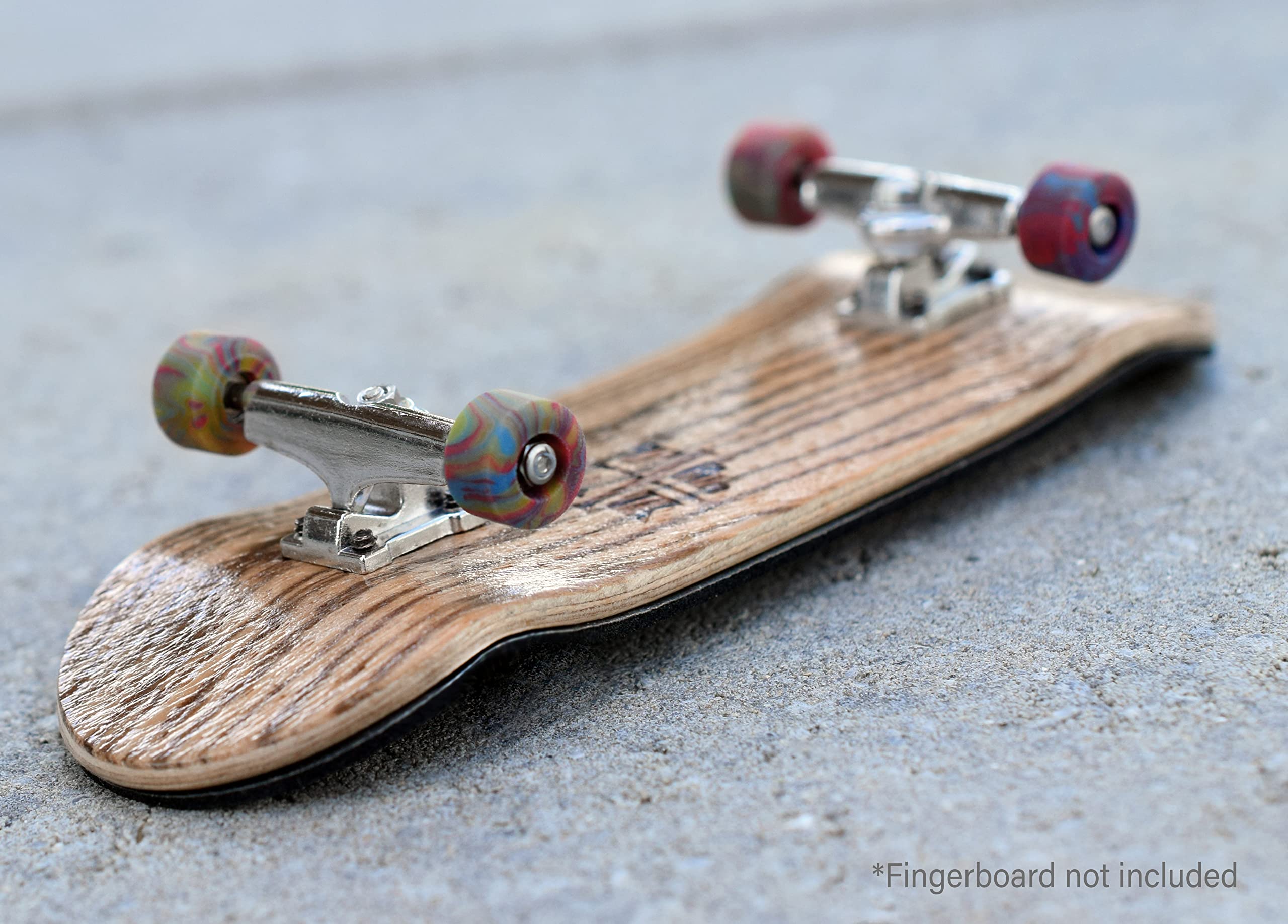 Teak Tuning Apex 61D Urethane Fingerboard Wheels - New Street Shape, 7.7mm Diameter - Ultra Spin Bearings - Made in The USA - Tie Dye Swirl Colorway
