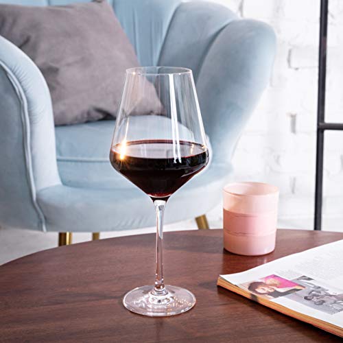 Krosno Red Wine Glasses | Set of 6 | 16.6 oz | Avant-Garde Collection | Crystal Glass | Perfect for Home, Restaurants and Parties | Dishwasher Safe