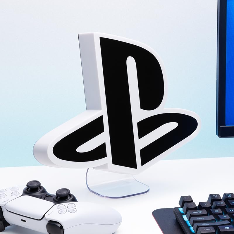 Paladone PlayStation Logo Light - Officially Licensed Merchandise with 3 Light Modes, Sound Reactive Mood Lighting for Gaming or Office Decor, Gift for Gamer, Powered by USB or Battery