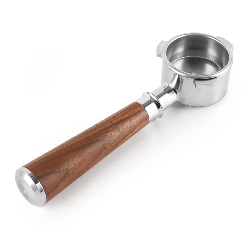 CrossCreek 54mm Espresso Bottomless Portafilter with 3 Ear | Fits 54mm Breville/Sage Barista Espresso Machine | Stainless Steel Basket and Walnut Handle | Espresso Accessories