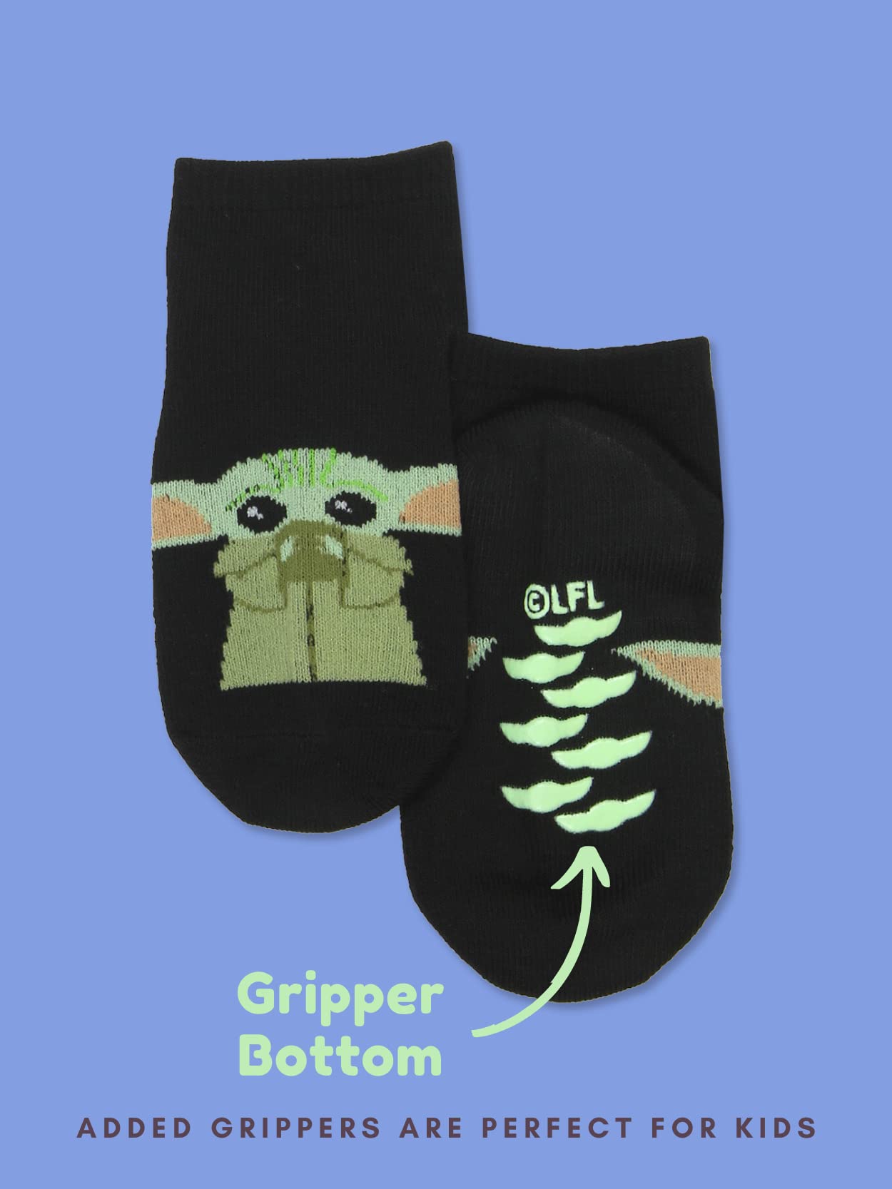 Disney Star Wars The Mandalorian Baby Yoda Toddler Kids 6 Pack Gripper Socks (Small, Grey)