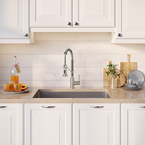 KRAUS 30-inch 16 Gauge Standart PRO Kitchen Sink Combo Set with Bolden 18-inch Kitchen Faucet and Soap Dispenser, Stainless Steel KHU100-30-1610-53SS