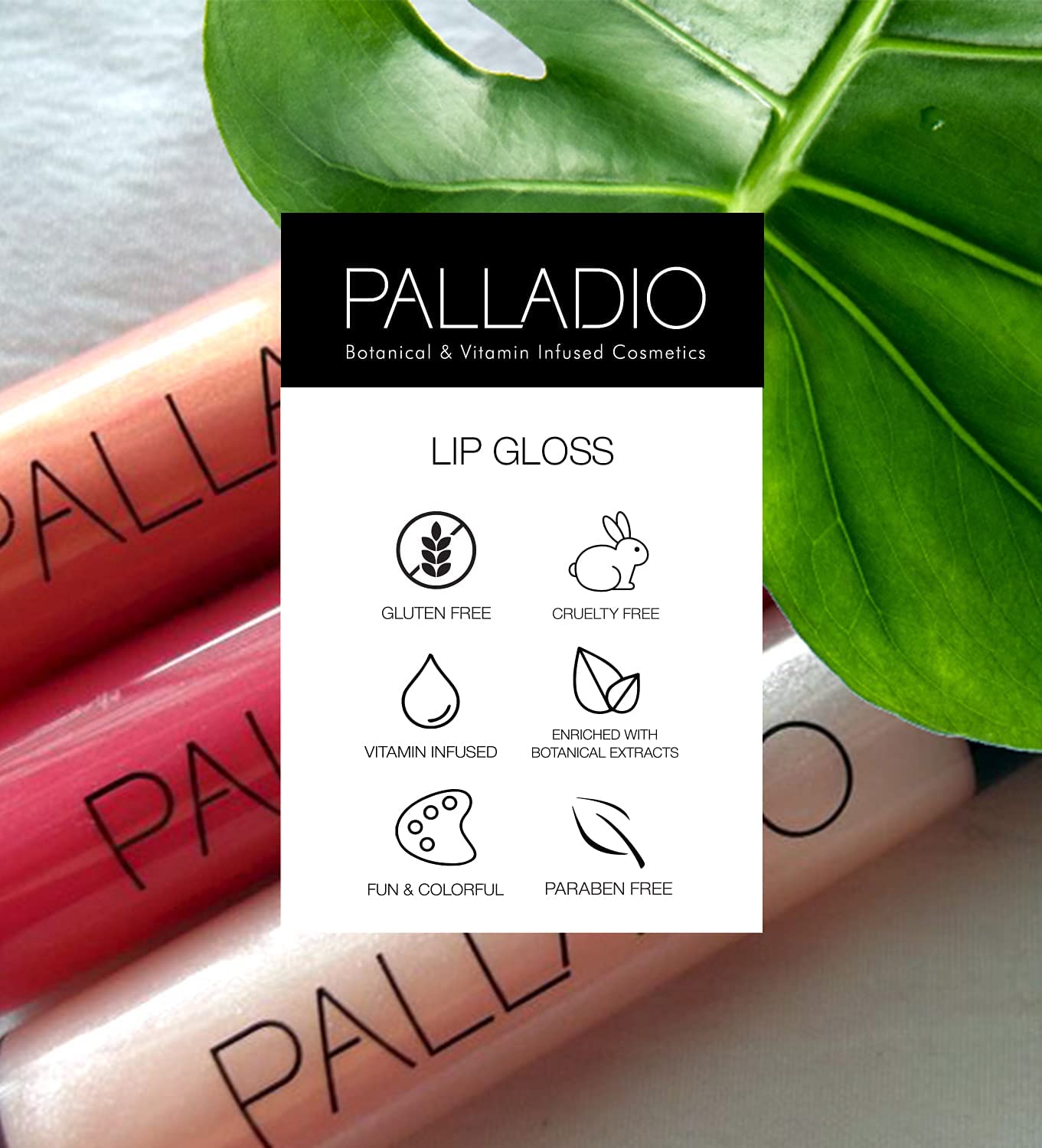 Palladio Lip Gloss, Non-Sticky Lip Gloss, Contains Vitamin E and Aloe, Offers Intense Color and Moisturization, Minimizes Lip Wrinkles, Softens Lips with Beautiful Shiny Finish, Copper