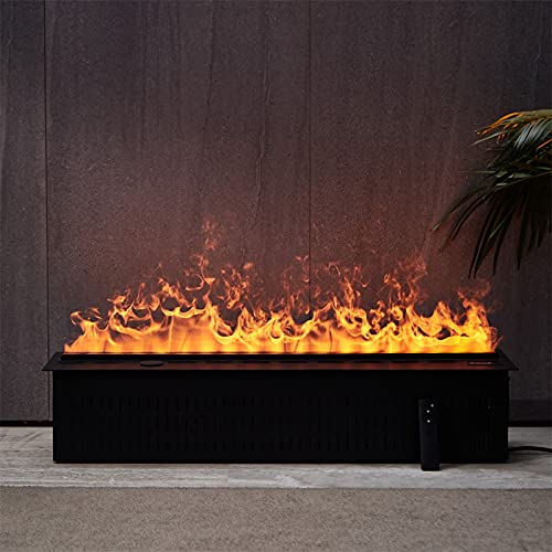 Fake flame fireplace Decorative fireplace Electric Fireplace Ultra-thin Panel Recessed Mounted Electric Fireplace with Remote Control, 3D Long Flame,L 31.5"×W 9.4" ×H 7.9" (Matte Black) Electric fire
