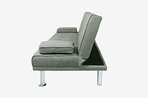ERYE 3-in-1 Upholstered Futon Sofa Loveseat Convertible Sleeper Couch Bed,2-Seaters Sofa & Couch Soft Cushions Love Seat Daybed for Small Space Living Room Napping Sofabed, Light Grey