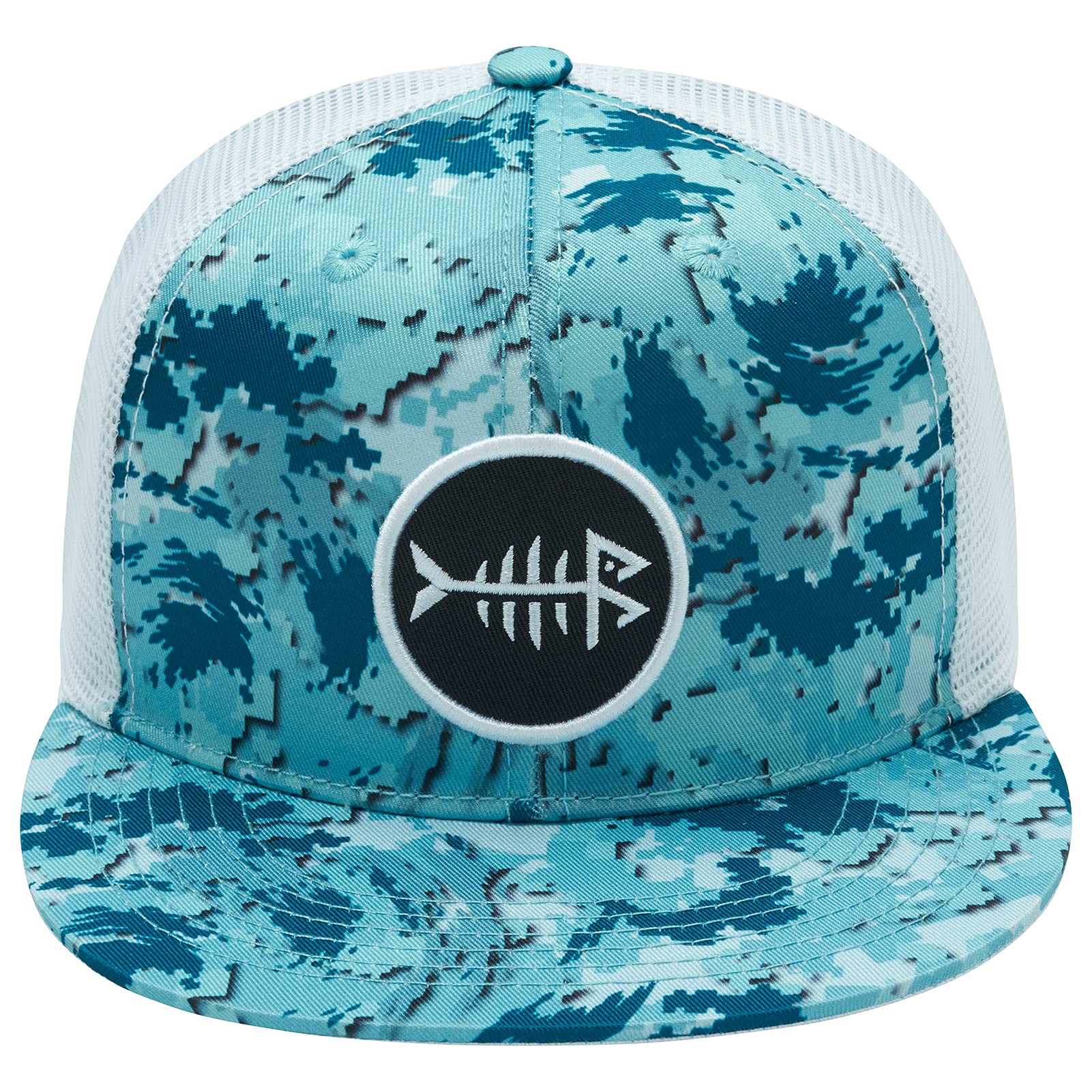 BASSDASH Flat Brim Trucker Cap Adjustable Snapback Hat Mesh Back for Men Women