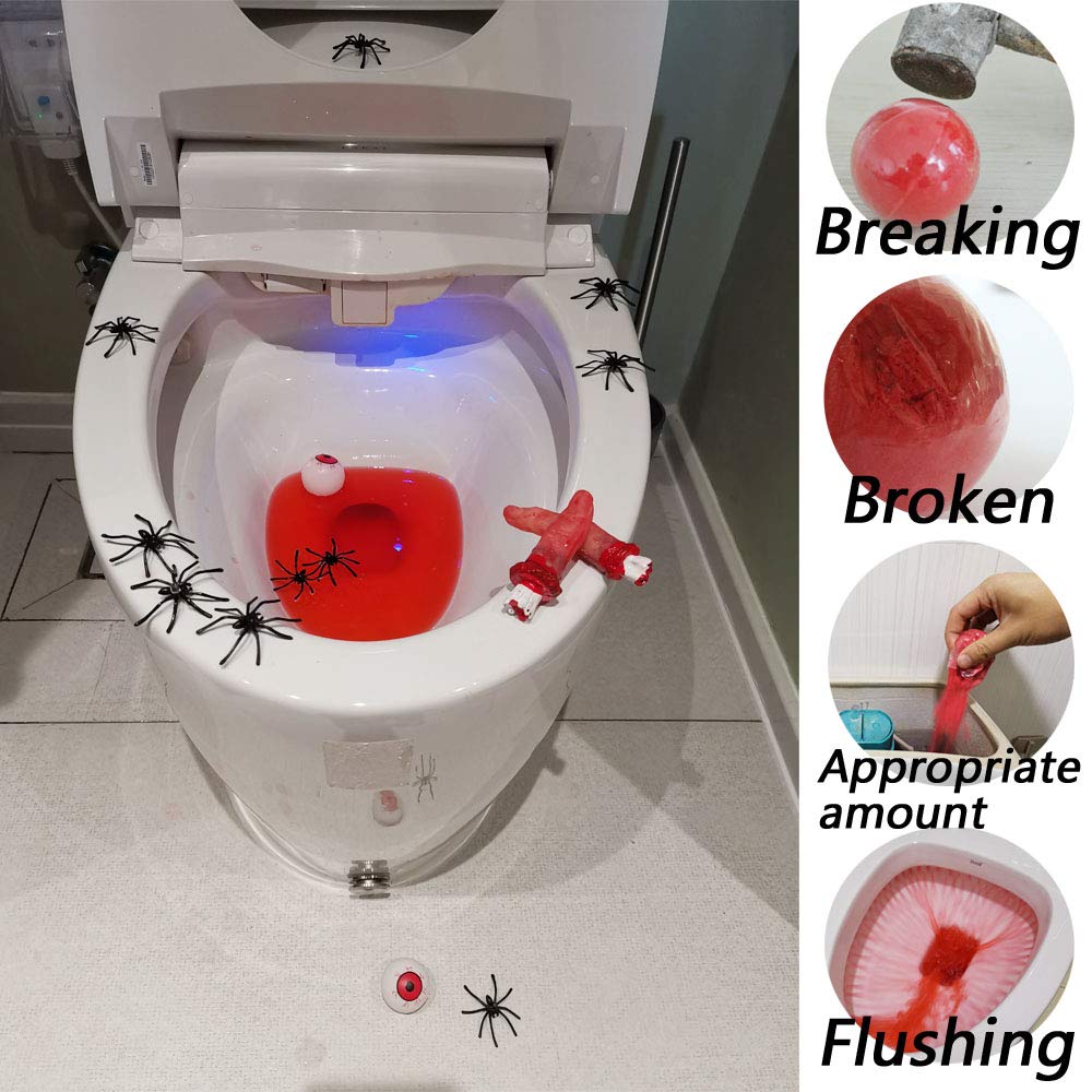 Bath Bomb Gift Idea, with 2 Red Chreey 2 Green Witch Soup 2 Purple Zombie, 8 Floating Spiders, 2 Floating Spider webs, 1 Injured Floating Finger, 1 bat, 1 Big Spider,2 Floating Eyes, 1 Storage Bag