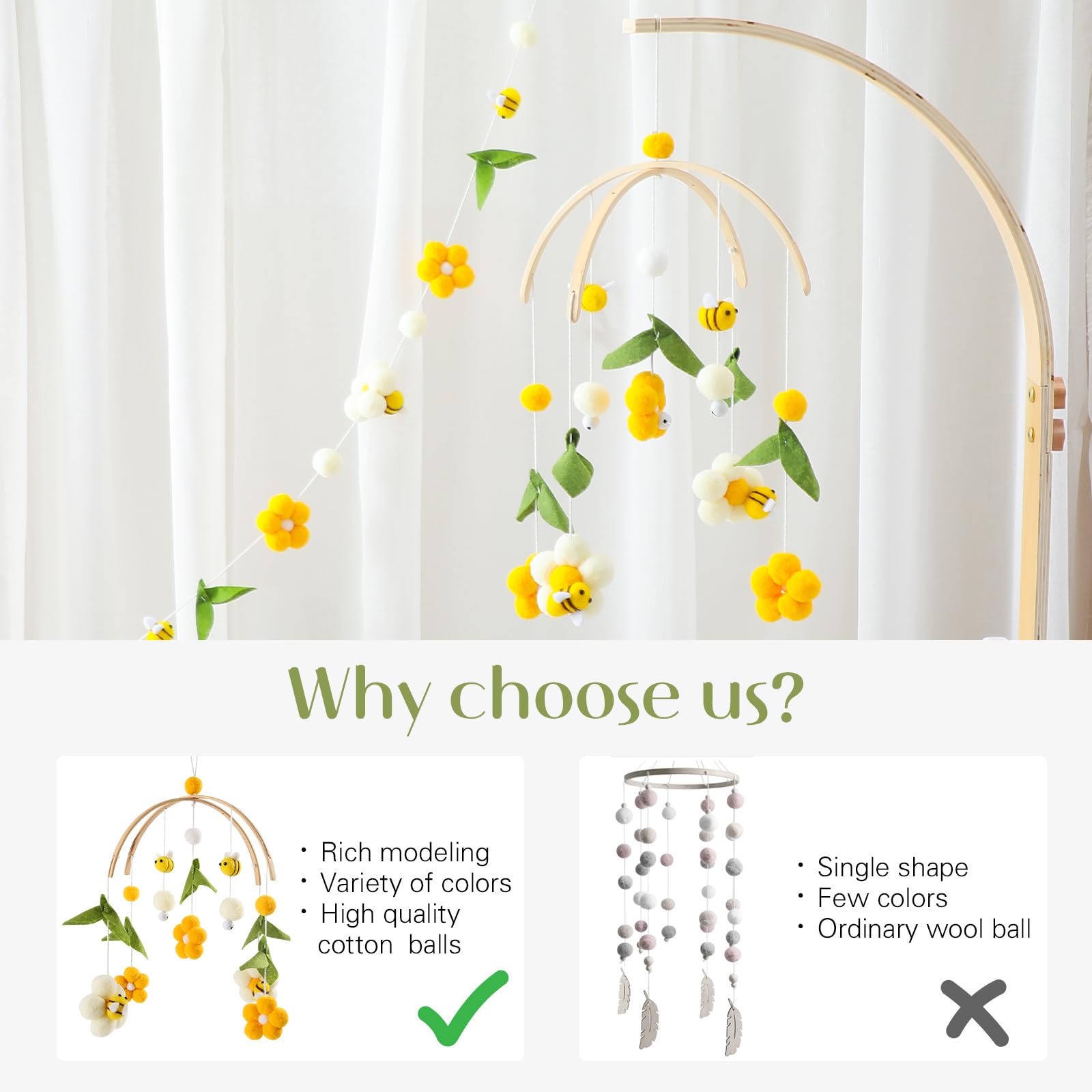 Baby Bed Mobile Baby Wind Chime Sea Creatures, 3D Clouds Fish Mobile Wind Chime, Baby Bed Hanging Game Mobile for Children's Room Children's Bed Decor