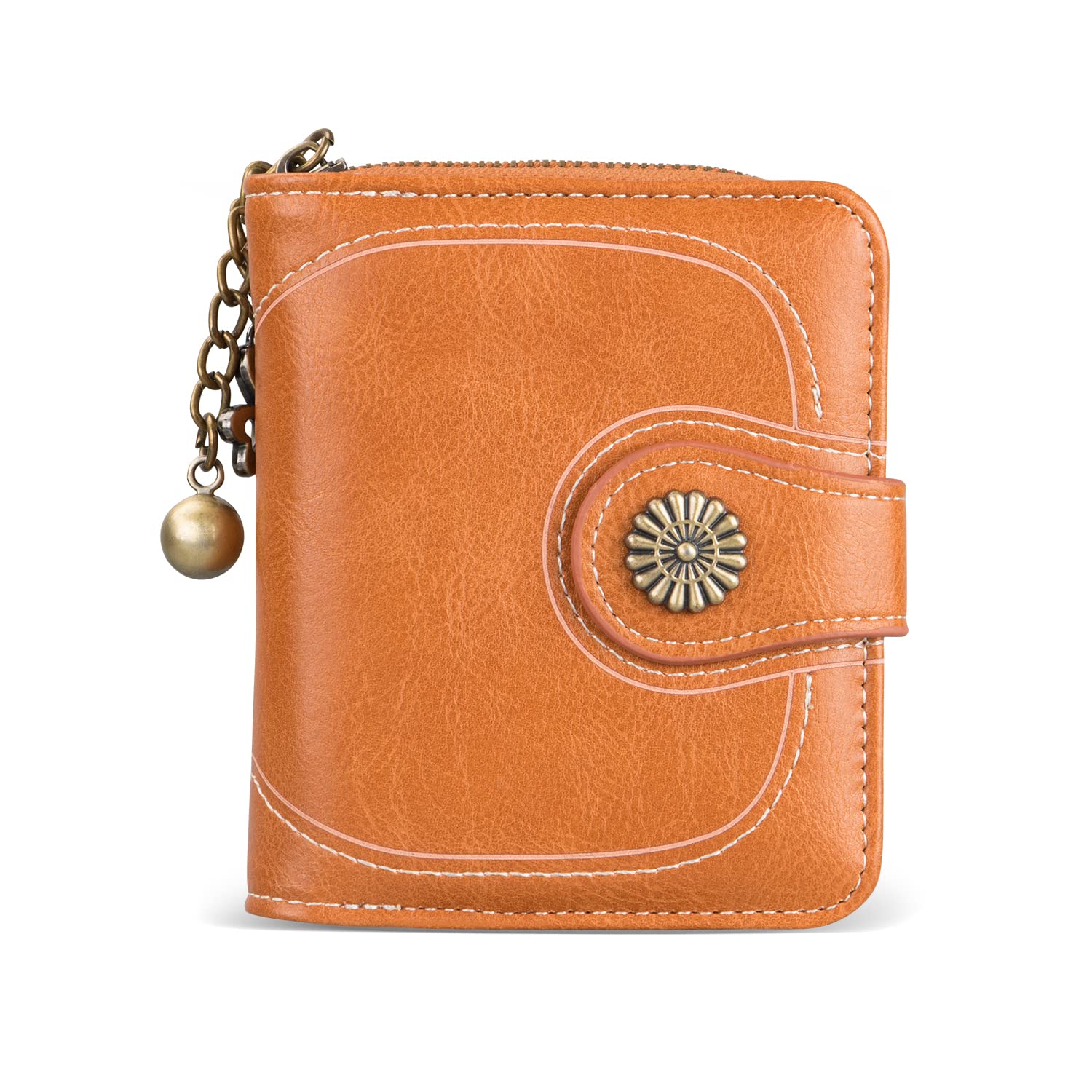 PAPUKA RFID Wallet for Women Genuine Leather Card Holder Large Phone Holder Clutch Travel Checkbook Organizer Zipper Coin Purse