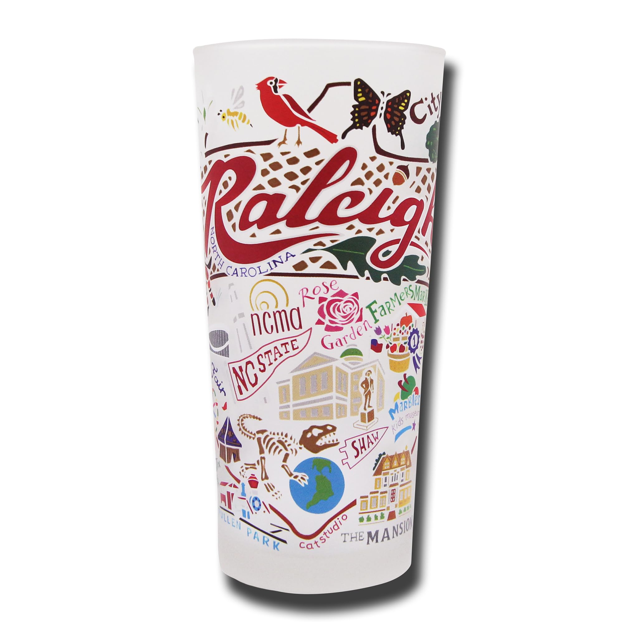 Catstudio Drinking Glass, Raleigh Frosted Glass Cup for Kitchen, Bar Glass Drinking Glasses, Everyday Drinking Cup or Cocktail Glass, 15oz Dishwasher Safe Glass Tumbler, Wedding Gifts
